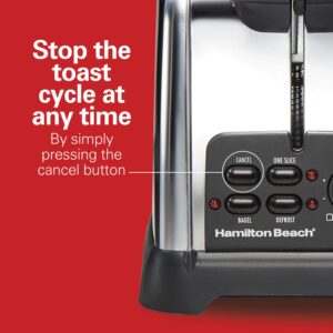 Hamilton Beach 24782 Retro Toaster with Wide Slots, Sure-Toast echnology, Bagel & Defrost Settings, Auto Boost to Lift Smaller Breads, 4 Slice, Polished Stainless Steel