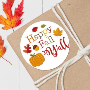 WRAPAHOLIC Happy Fall Y'all Stickers - Pumpkin Design for Holiday/Party Decoration and Gift Wrap - 2 x 2 Inch 500 Total Labels