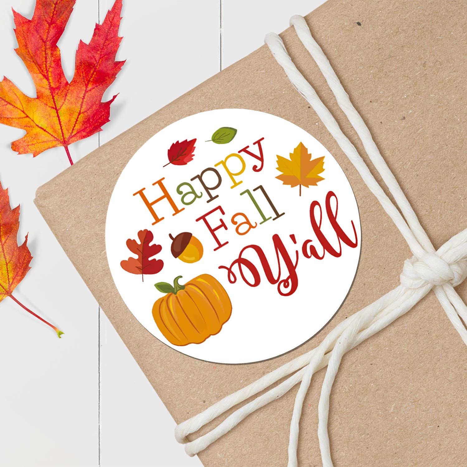 WRAPAHOLIC Happy Fall Y'all Stickers - Pumpkin Design for Holiday/Party Decoration and Gift Wrap - 2 x 2 Inch 500 Total Labels