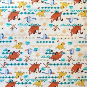 1 Yard - The Lion King Characters Striped on White Cotton Fabric - Officially Licensed (Great for Quilting, Sewing, Craft Projects, Throw Blankets & More) 1 Yard X 44"