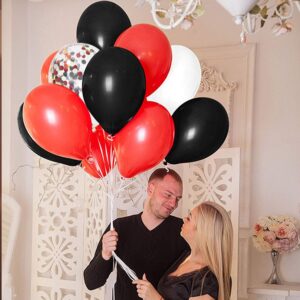 62Pcs Red and Black Balloons Kit - 12 Inches Red Black Party Decoration Balloons for Graduation Casino Theme Birthday Party Decorations Supplies