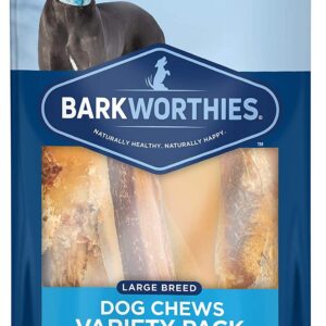 Barkworthies Healthy Dog Treats & Chews Large Dog Variety Pack (4 Chews) - Protein-Rich, Easily digestible, Rawhide Alternative - Great Gift for All Dogs