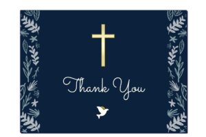 elcer 20 christian thank you cards religious catholic acknowledgment notes navy blue & gold holy communion baptism confirmation christening reconciliation funeral with envelopes 8x5.5 (navy blue)