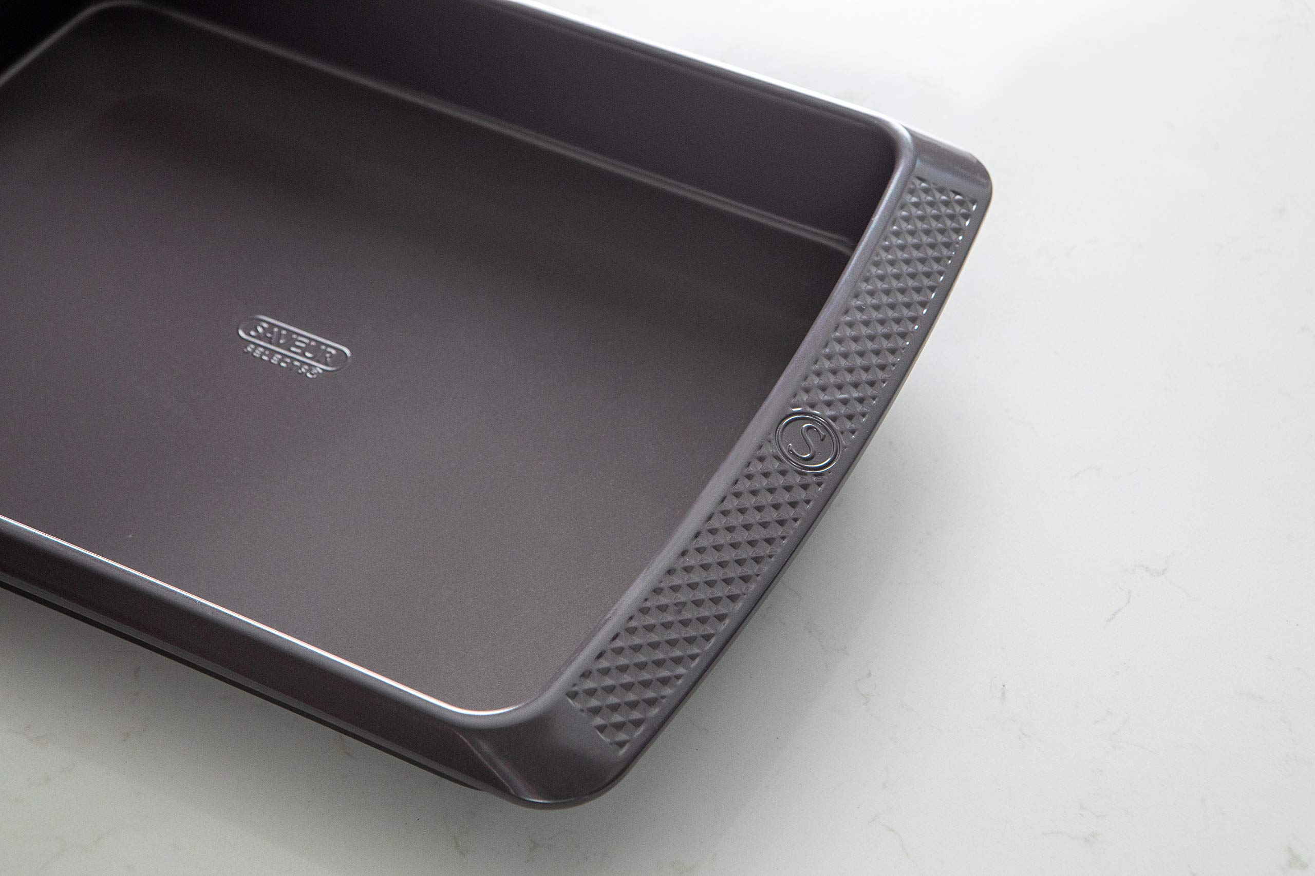 SAVEUR SELECTS 10-Inch by 14-Inch Roasting Pan, Non-stick, Warp-resistant Carbon Steel, Dishwasher Safe, Artisan Bakeware Series