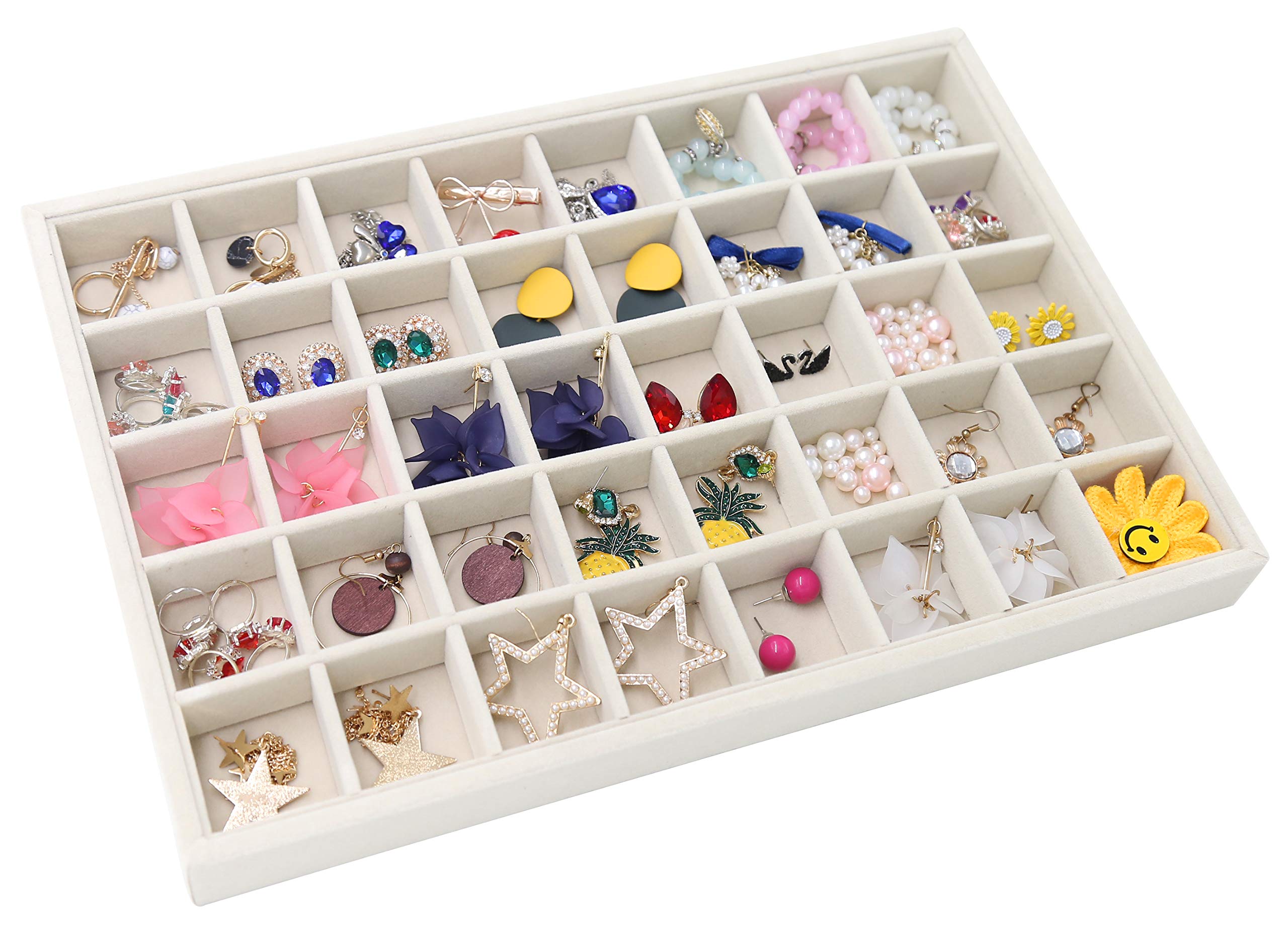 Stratalife Earring Organizer Stackable Jewelry Tray Drawer Organizer Removable Display Tray Organizer for Jewelry Necklace Earring Drawer Insert (40 Grid)