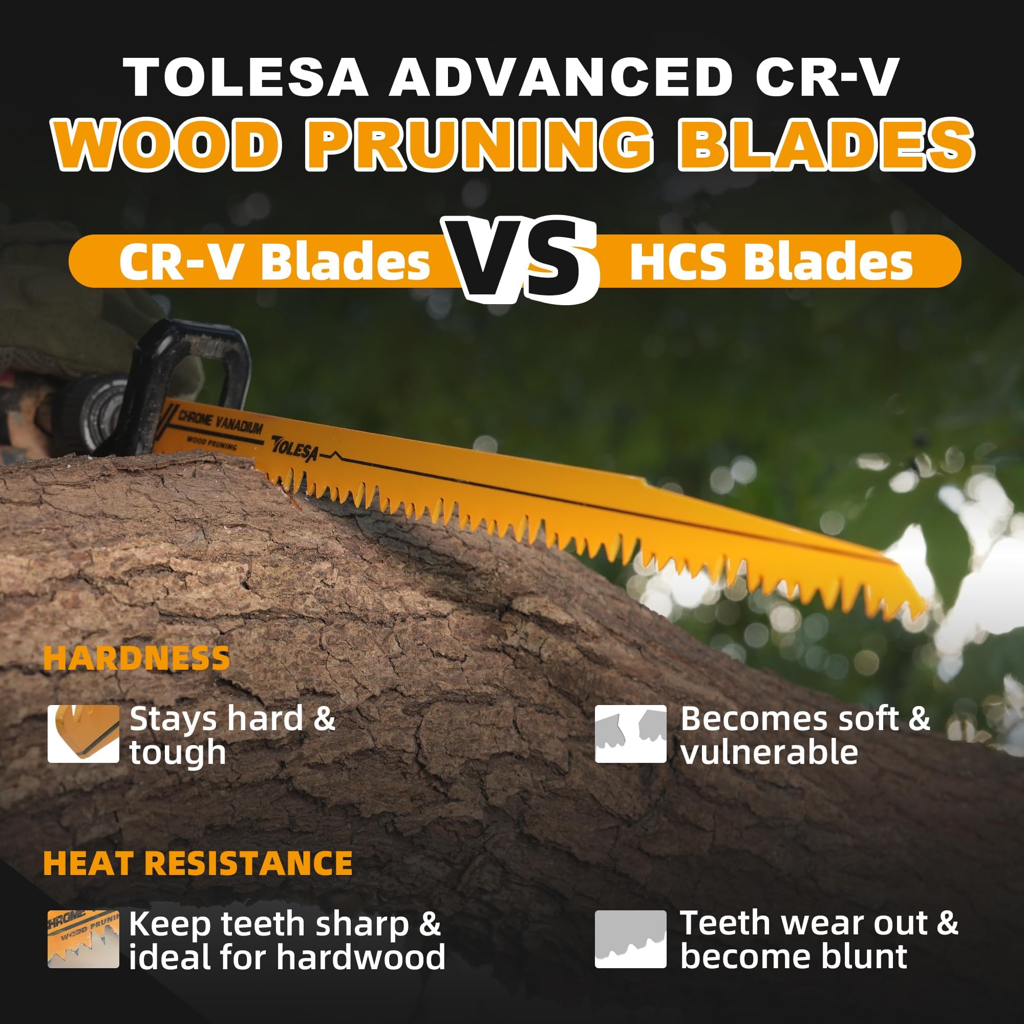 TOLESA CR-V 12 Inch Reciprocating Saw Blades 5 TPI (5 Pack), Wood Pruning Sawzall Blades for Tree Trimming Cutting