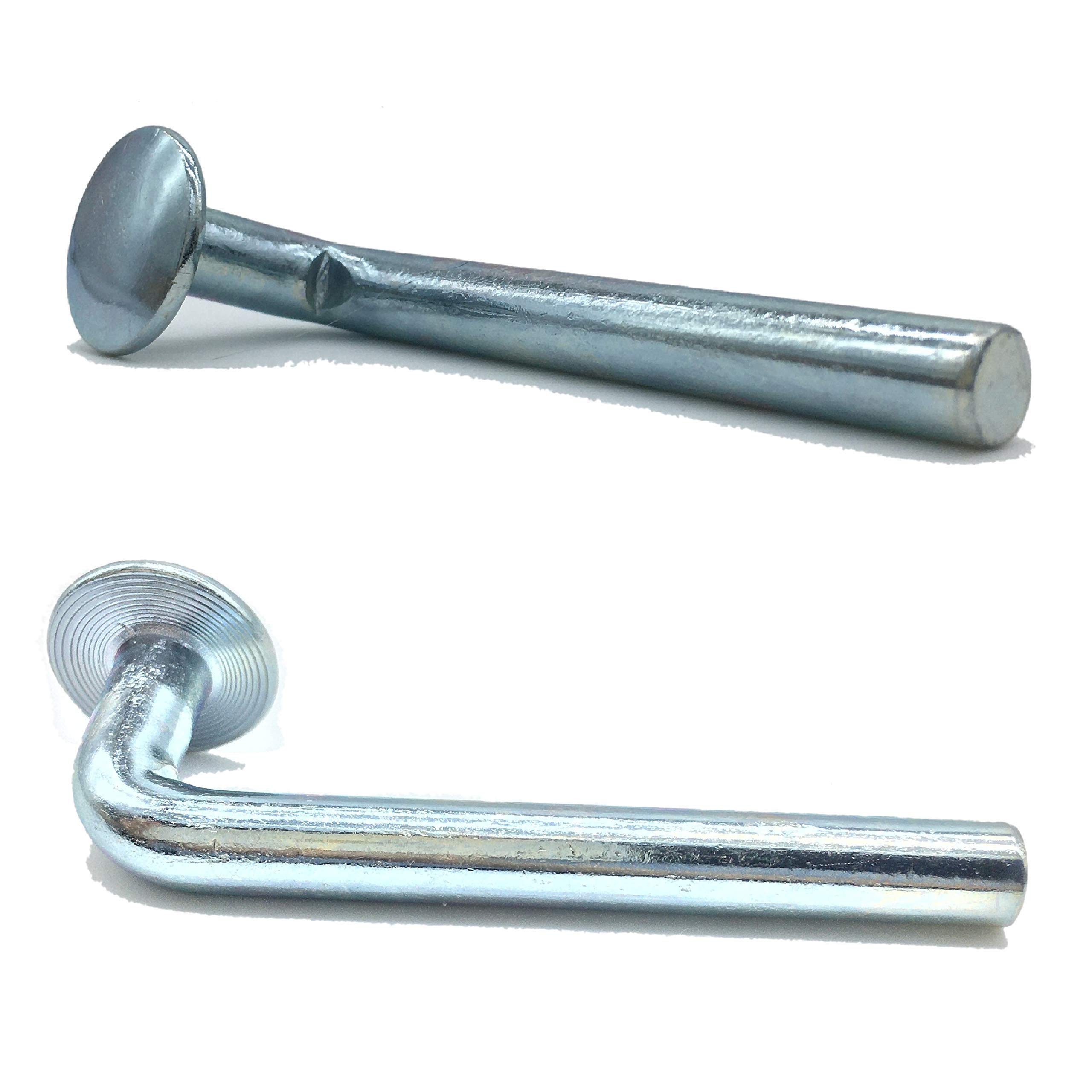 Pallet Rack Safety Bolt, Universal Drop Pin, Round Top Hat Φ ¾″|0.750″(19.050mm), Width Φ 0.300″(7.620mm), Height 3.025″(76.835mm) High from Top to Bottom, Beam Locker, 2 Packs, 50 Pcs/Pack, RM76×77