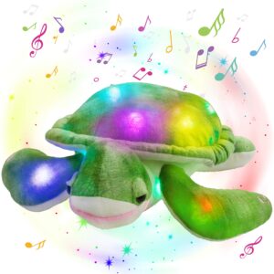 glow guards 14'' light up musical sea turtle stuffed animal ocean life soft plush toy pillow with lullabies led night lights singing children's day birthday gifts for toddler kids