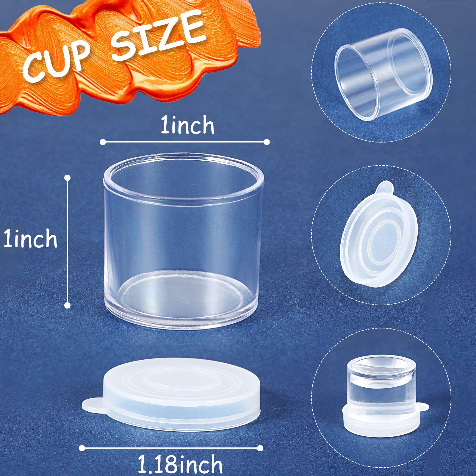 50 Pieces Plastic Mini Containers with Lids, Small Paint Cup, Plastic Mini Paint Containers DIY Craft Storage Containers Craft Paint Cup for Paint Beads Seeds Clay or Others