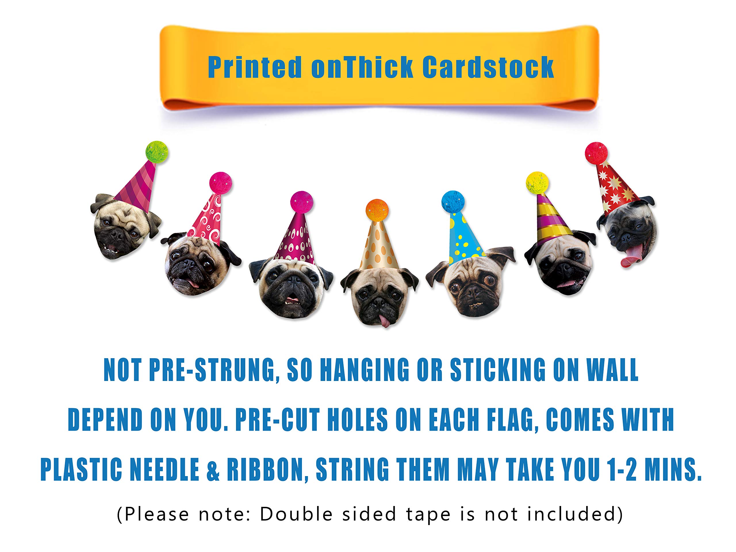 Pug Birthday Garland, Pug Dog Birthday Banner, Pug Bday Party Decoration for Pug Lovers