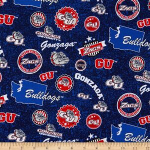 ncaa gonzaga bulldogs home state cotton multi, fabric by the yard