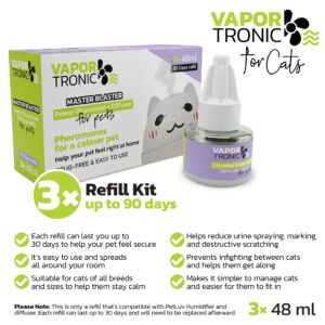 PetLuv Pheromone Diffuser Refill 3 Month Supply 3-Pack, Compatible with All Diffusers, MultiCat, Calming, Pet Behavior & Anxiety Support for Cats, Calm Formula for Scratching, Spraying, Marking