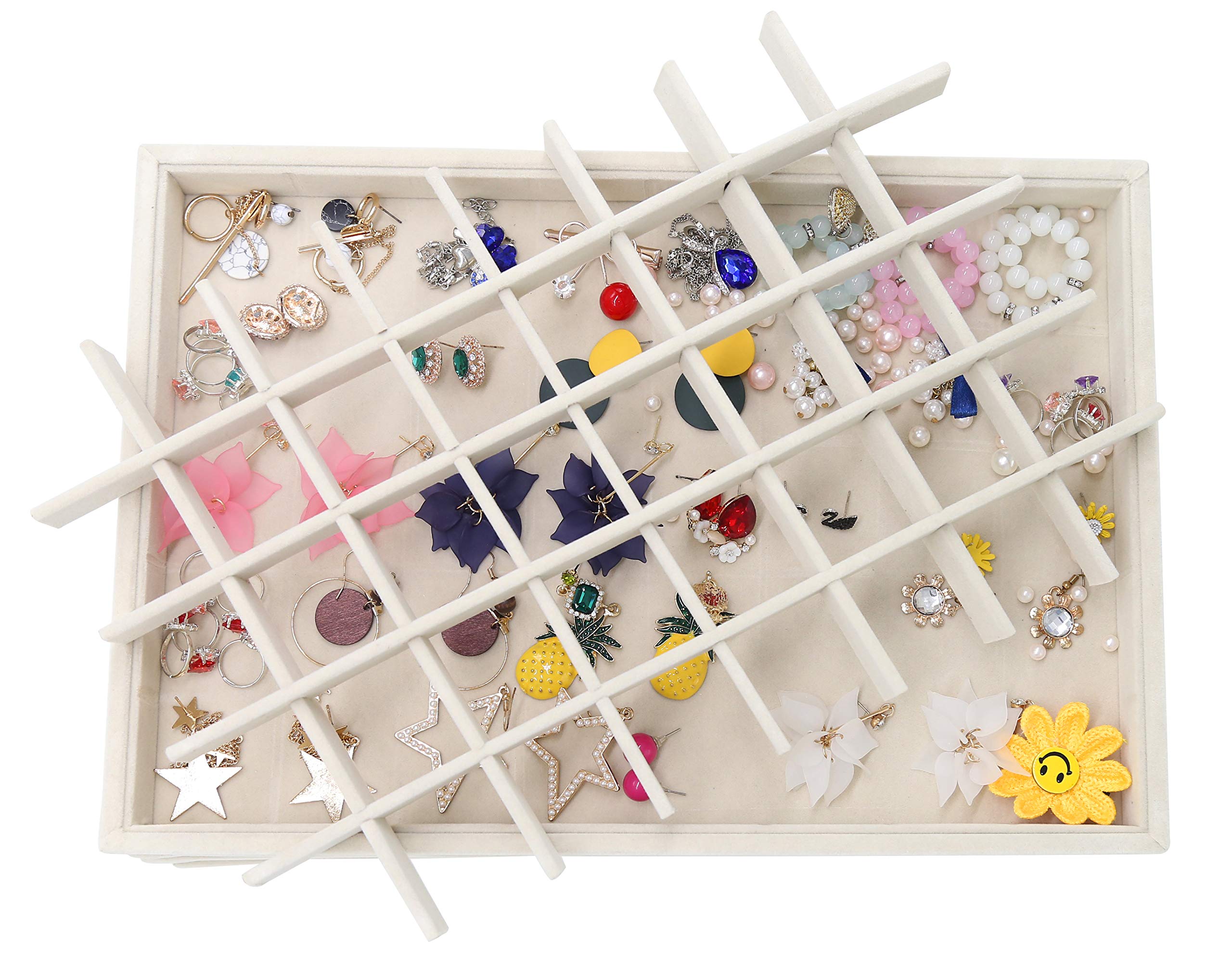 Stratalife Earring Organizer Stackable Jewelry Tray Drawer Organizer Removable Display Tray Organizer for Jewelry Necklace Earring Drawer Insert (40 Grid)