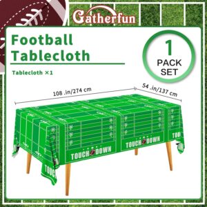 Gatherfun Football Theme Party Disposable Tablecloth Plastic Touchdown Table Cover for Birthday Party Football Tailgate Decoration 1 Pack 54 X 108Inch