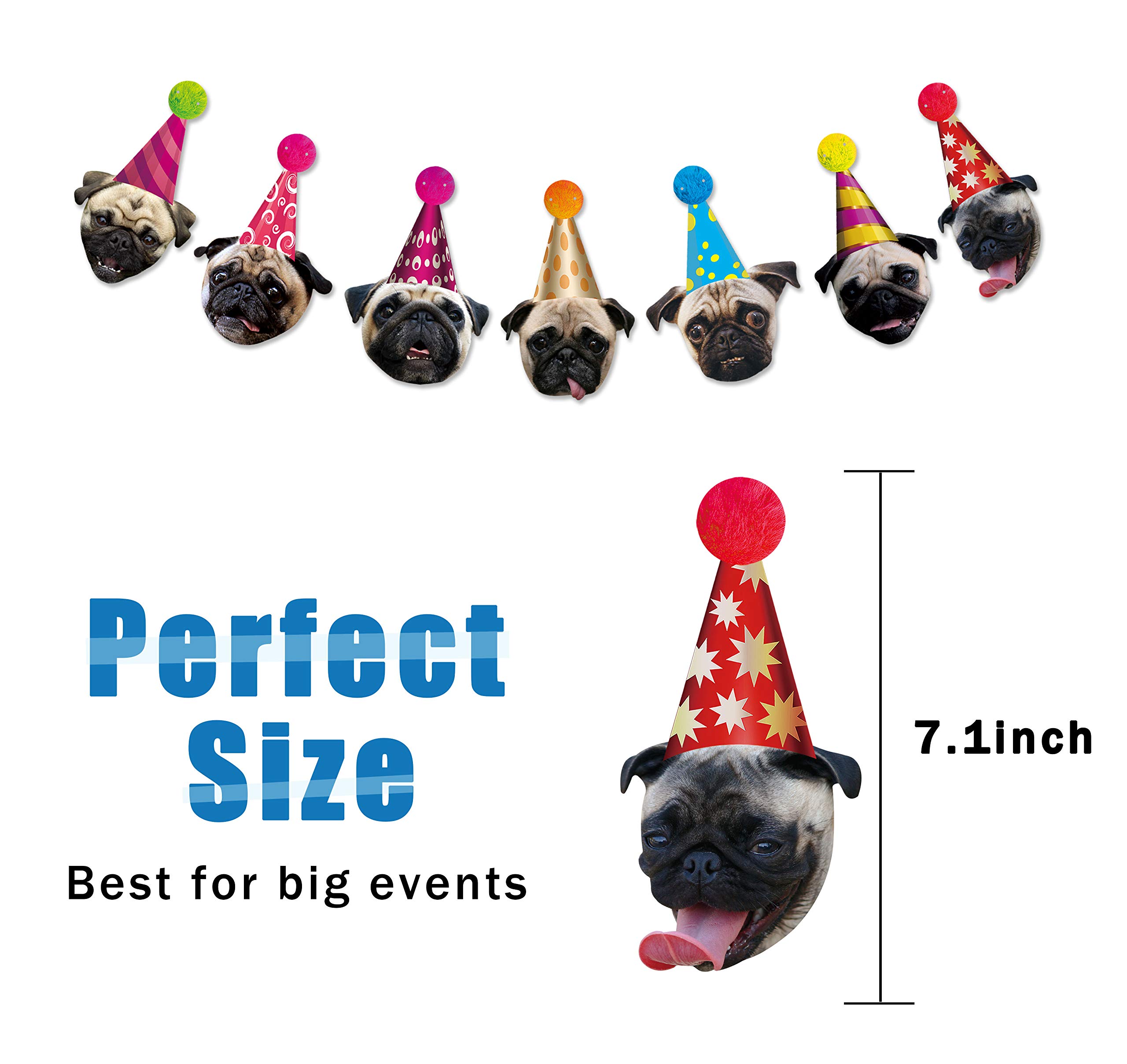 Pug Birthday Garland, Pug Dog Birthday Banner, Pug Bday Party Decoration for Pug Lovers