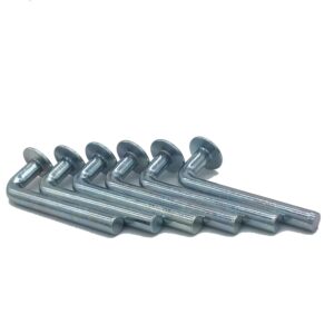 Pallet Rack Safety Bolt, Universal Drop Pin, Round Top Hat Φ ¾″|0.750″(19.050mm), Width Φ 0.300″(7.620mm), Height 3.025″(76.835mm) High from Top to Bottom, Beam Locker, 2 Packs, 50 Pcs/Pack, RM76×77