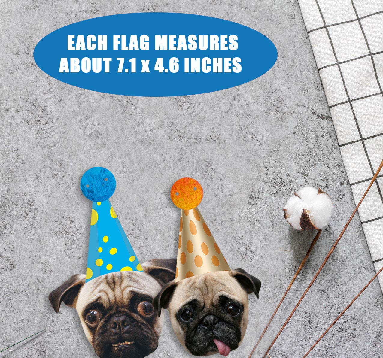 Pug Birthday Garland, Pug Dog Birthday Banner, Pug Bday Party Decoration for Pug Lovers