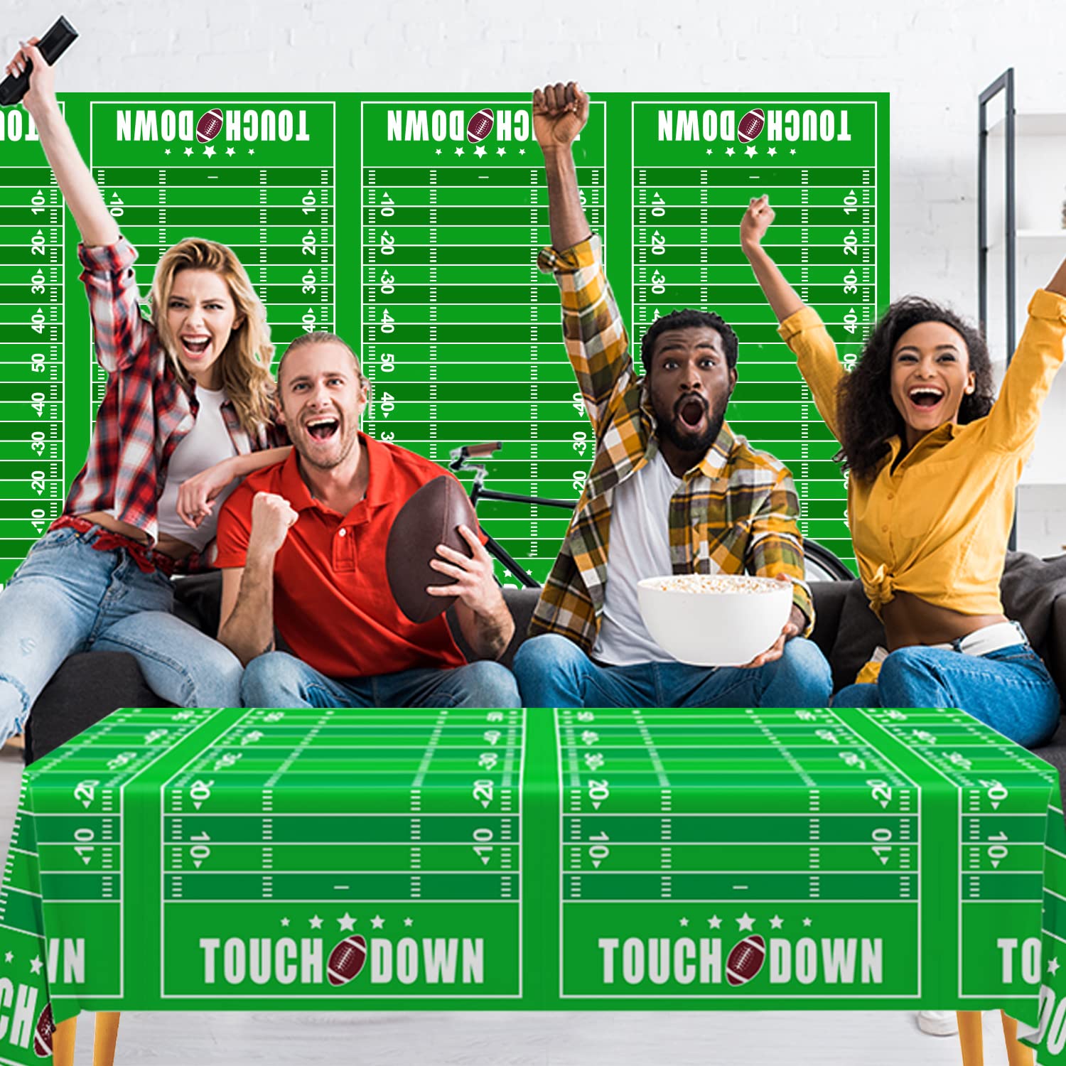 Gatherfun Football Theme Party Disposable Tablecloth Plastic Touchdown Table Cover for Birthday Party Football Tailgate Decoration 1 Pack 54 X 108Inch