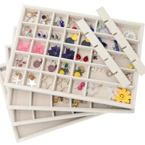 Stratalife Earring Organizer Stackable Jewelry Tray Drawer Organizer Removable Display Tray Organizer for Jewelry Necklace Earring Drawer Insert (40 Grid)