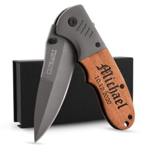 giftbygifty personalized pocket knives for men free engraving! | 20 elegant font | custom pocket knife - engraved knife for husband, dad from son, daughter and wife