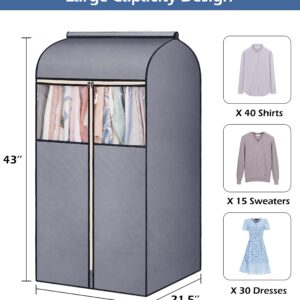 SLEEPING LAMB 43'' Garment Bags for Closet Storage with Zippers Completely Closed Wardrobe for Hanging Clothes Suits Coats Cover, 2 Packs, Grey(Hanging Rod Not Included)