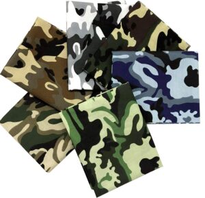 amornphan camo military woodland motif camouflage patterns bundle 6 colors tc poplin cotton quilting fabric for patchwork needlework diy sewing crafting precut 18 x 22 inches (set of 6 pieces)