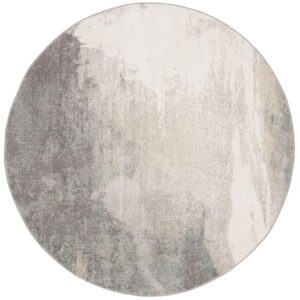 SAFAVIEH Jasper Collection 9' Round Grey / Gold JSP114A Modern Abstract Non-Shedding Dining Room Entryway Foyer Living Room Bedroom Area Rug