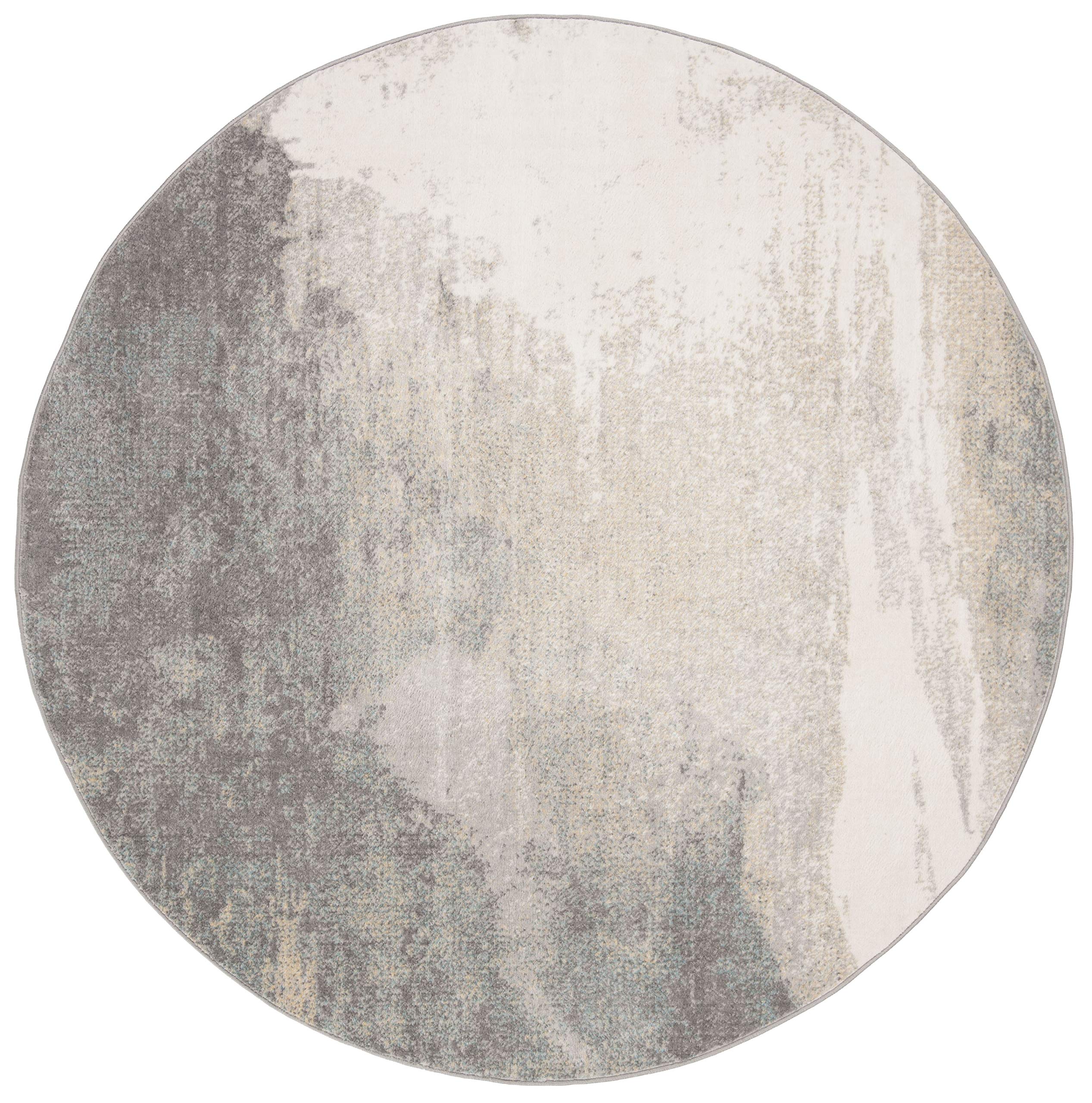 SAFAVIEH Jasper Collection 9' Round Grey / Gold JSP114A Modern Abstract Non-Shedding Dining Room Entryway Foyer Living Room Bedroom Area Rug