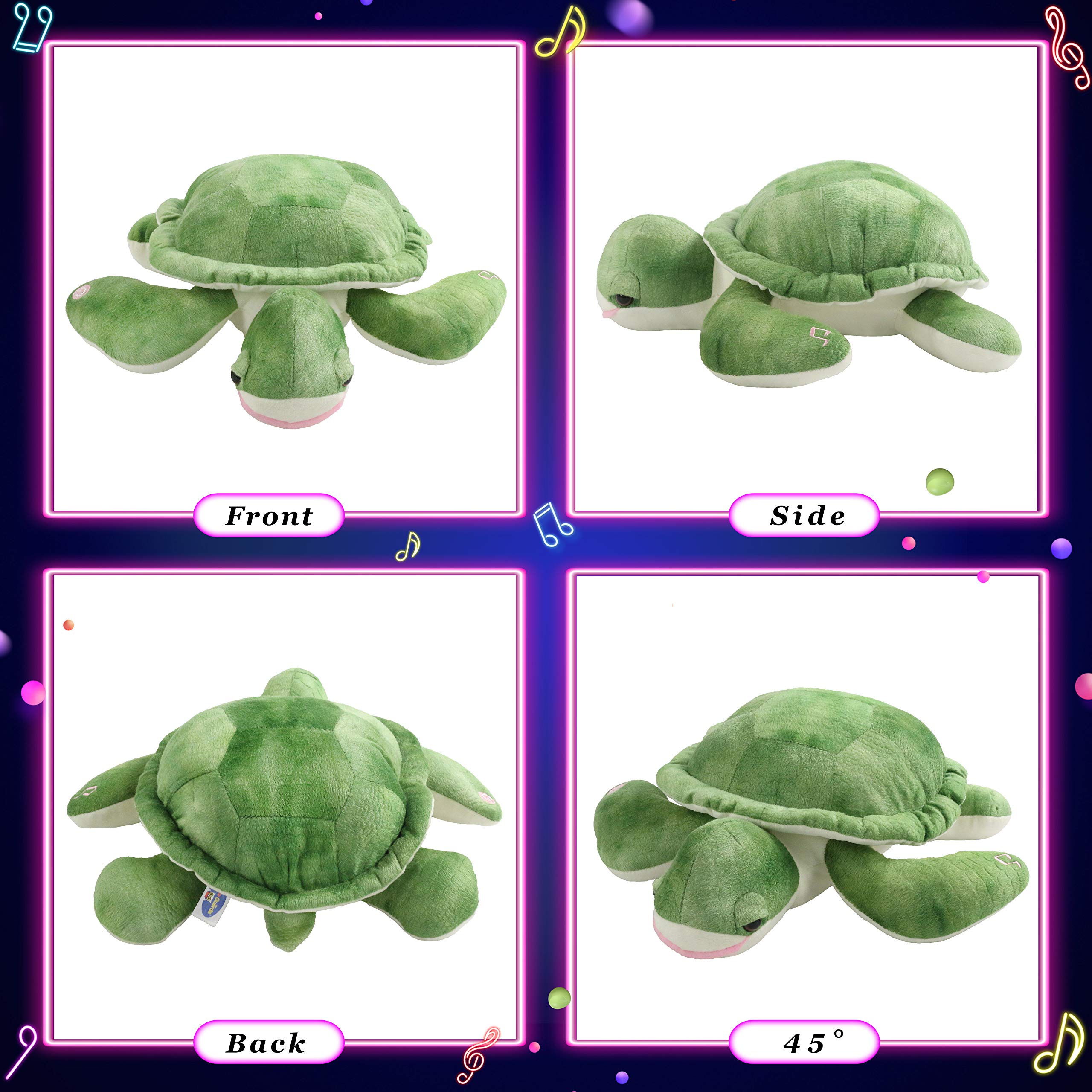 Glow Guards 14'' Light up Musical Sea Turtle Stuffed Animal Ocean Life Soft Plush Toy Pillow with Lullabies LED Night Lights Singing Children's Day Birthday Gifts for Toddler Kids