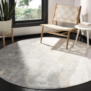 safavieh jasper collection 9' round grey / gold jsp114a modern abstract non-shedding dining room entryway foyer living room bedroom area rug