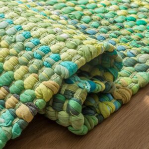 SAFAVIEH Montauk Collection Accent Rug - 4' x 6', Green, Handmade Flat Weave Cotton, Ideal for High Traffic Areas in Entryway, Living Room, Bedroom (MTK251Y)