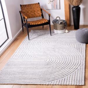 safavieh south hampton collection area rug - 6' square, grey, handmade mid-century modern abstract, ideal for high traffic areas in living room, bedroom (sha301f)