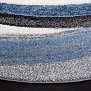 SAFAVIEH Hollywood Collection 6'7" Round Grey/Blue HLW766F Mid-Century Modern Non-Shedding Dining Room Entryway Foyer Living Room Bedroom Area Rug