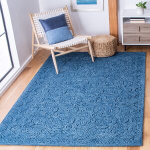 safavieh textural collection accent rug - 4' x 6', dark blue, handmade wool, ideal for high traffic areas in entryway, living room, bedroom (txt101n)