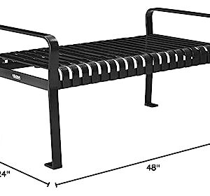 Global Industrial 48" L Outdoor Steel Slat Park Bench Without Back, Black