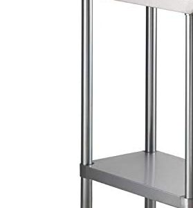 Pro&Family 30" x 18" 18-Size 304 Stainless Steel Equipment Filler Table with Backsplash and Galvanized Undershelf. Great for Kitchen, Bar, Office, Garage, Storage, Restaurante, Club.