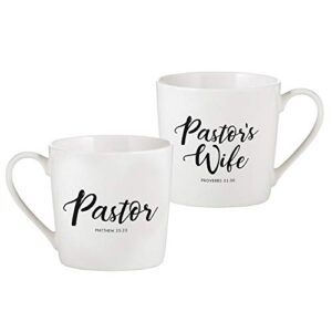 faithworks creative brands inspirational bone china café mug gift set, set of 2, pastor & wife