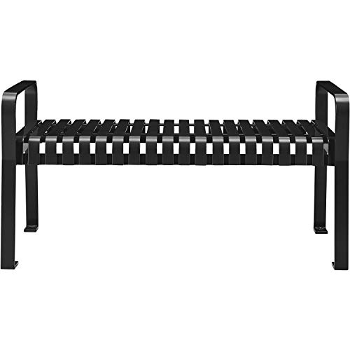 Global Industrial 48" L Outdoor Steel Slat Park Bench Without Back, Black