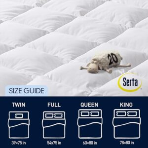 Serta White Goose Feather Down Bed Mattress Topper King Size - Plush Fluffy Anchor Bands Mattress Pad 240 Thread Count 100% Cotton Fabric Featherbed, 78"x80"