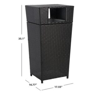 Safavieh Outdoor Collection Mazeli Black Wicker Trash Bin