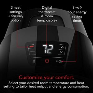 Vornado Velocity 3R Whole Room Space Heater with Timer, Adjustable Thermostat, and Advanced Safety Features, Black