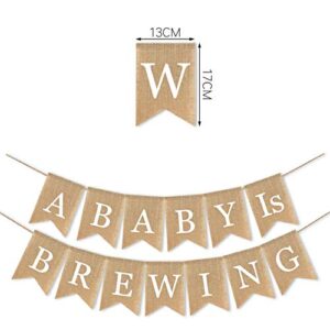 SWYOUN Burlap A Baby is Brewing Banner Baby Shower Party Garland Mantel Fireplace Decoration Supplies