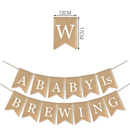 SWYOUN Burlap A Baby is Brewing Banner Baby Shower Party Garland Mantel Fireplace Decoration Supplies