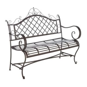 safavieh pat5017b outdoor collection abner rustic brown wrought iron 46-inch garden bench