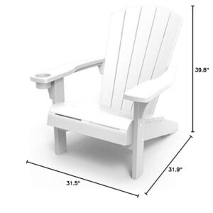 Keter Alpine Adirondack Resin Outdoor Furniture Patio Chairs with Cup Holder-Perfect for Beach, Pool, and Fire Pit Seating, White