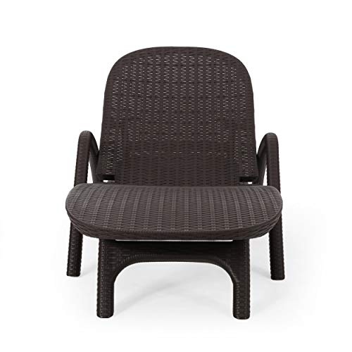 Christopher Knight Home Blanche Outdoor Faux Wicker Chaise Lounges (Set of 2), Dark Brown