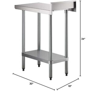 Pro&Family 30" x 18" 18-Size 304 Stainless Steel Equipment Filler Table with Backsplash and Galvanized Undershelf. Great for Kitchen, Bar, Office, Garage, Storage, Restaurante, Club.