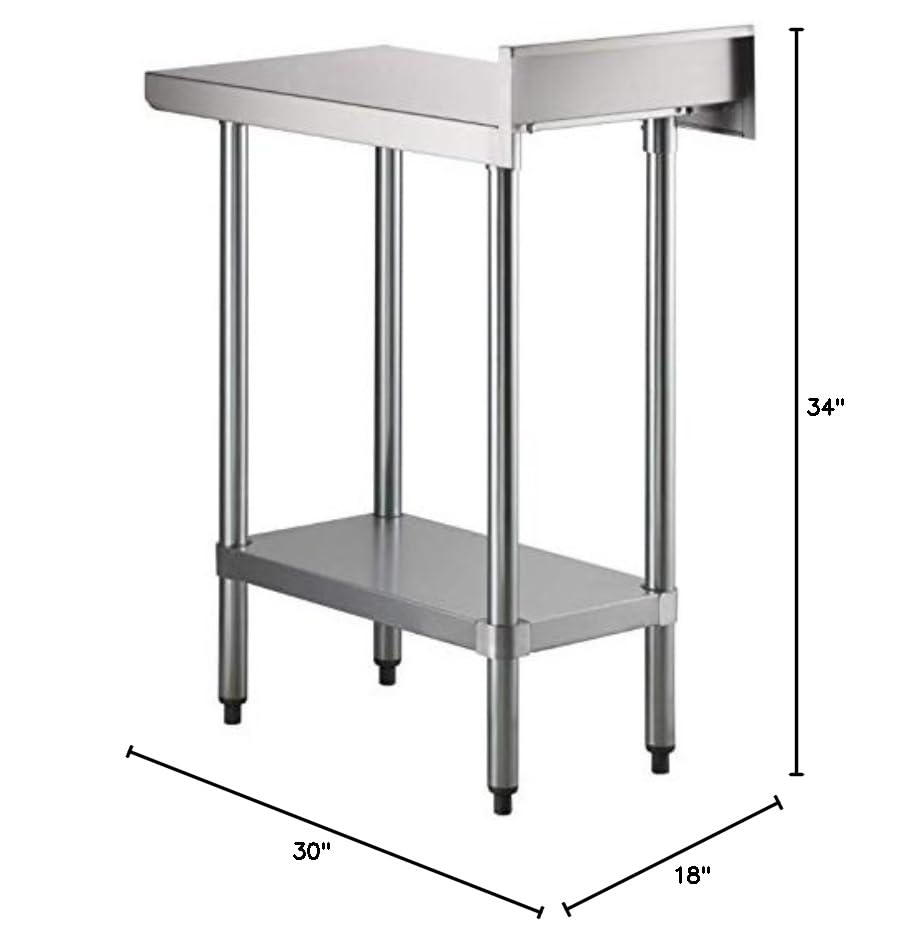 Pro&Family 30" x 18" 18-Size 304 Stainless Steel Equipment Filler Table with Backsplash and Galvanized Undershelf. Great for Kitchen, Bar, Office, Garage, Storage, Restaurante, Club.