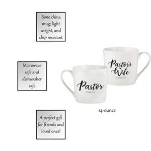 Faithworks Creative Brands Inspirational Bone China Café Mug Gift Set, Set of 2, Pastor & Wife