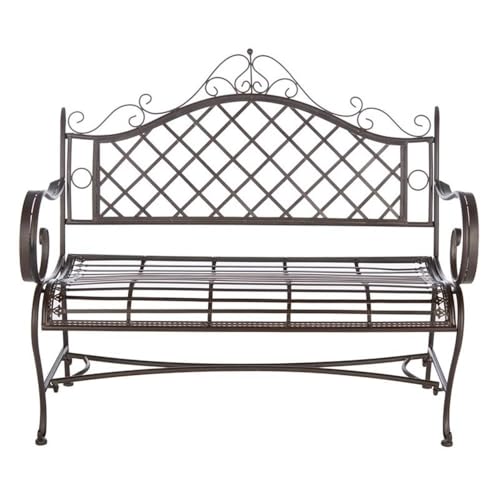 SAFAVIEH PAT5017B Outdoor Collection Abner Rustic Brown Wrought Iron 46-inch Garden Bench